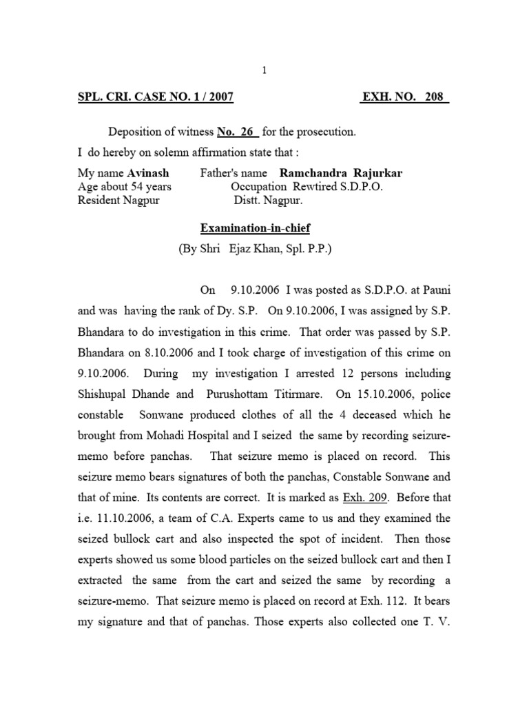 PW 26 Avinash Rajurkar SDPO | PDF | Law Enforcement | Crime & Violence