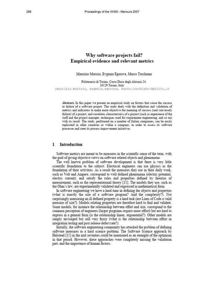 Software Project Failure Factors | PDF | Science | Empirical Evidence