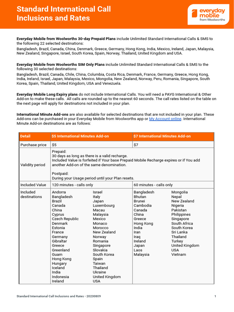 International Call Rates & Plans | PDF | Prepaid Mobile Phone
