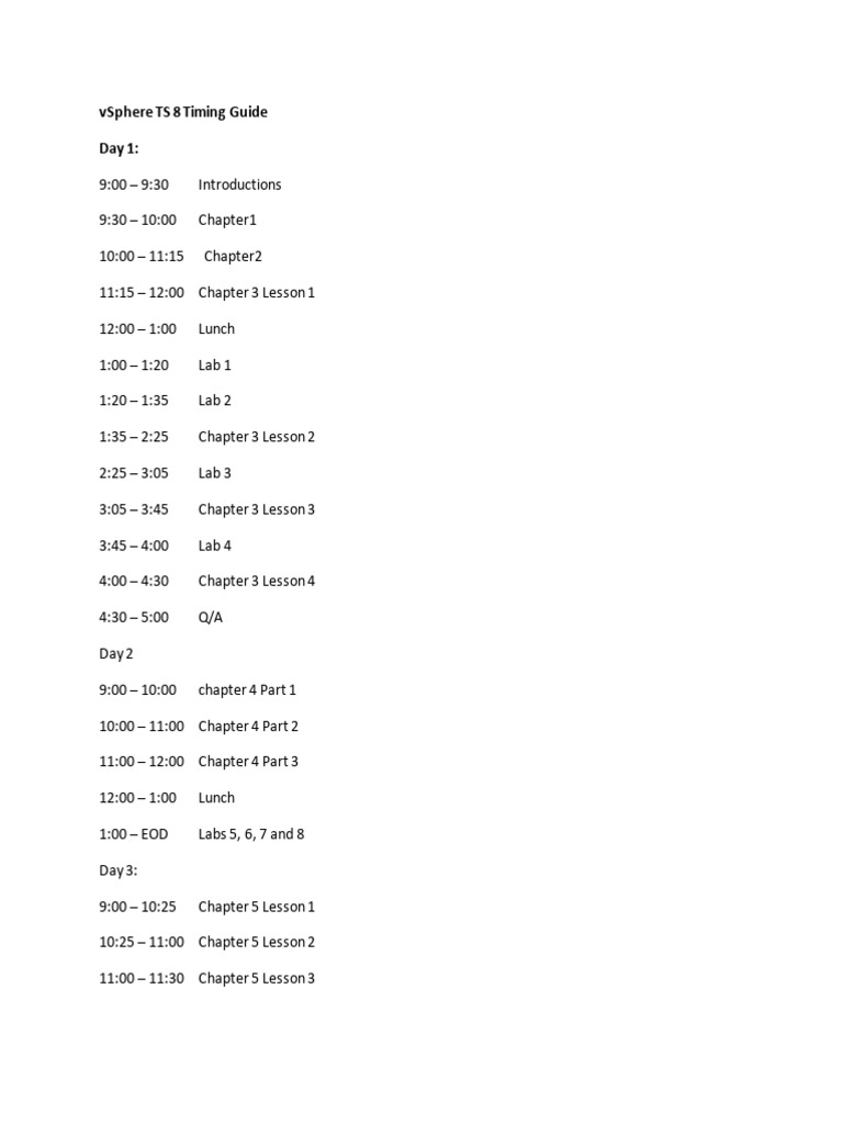 Timing Guide | PDF