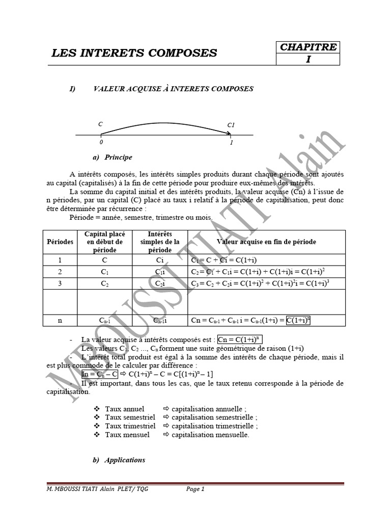 Valeur acquise et intérêts composés | PDF | Intérêts composés | Centre ...