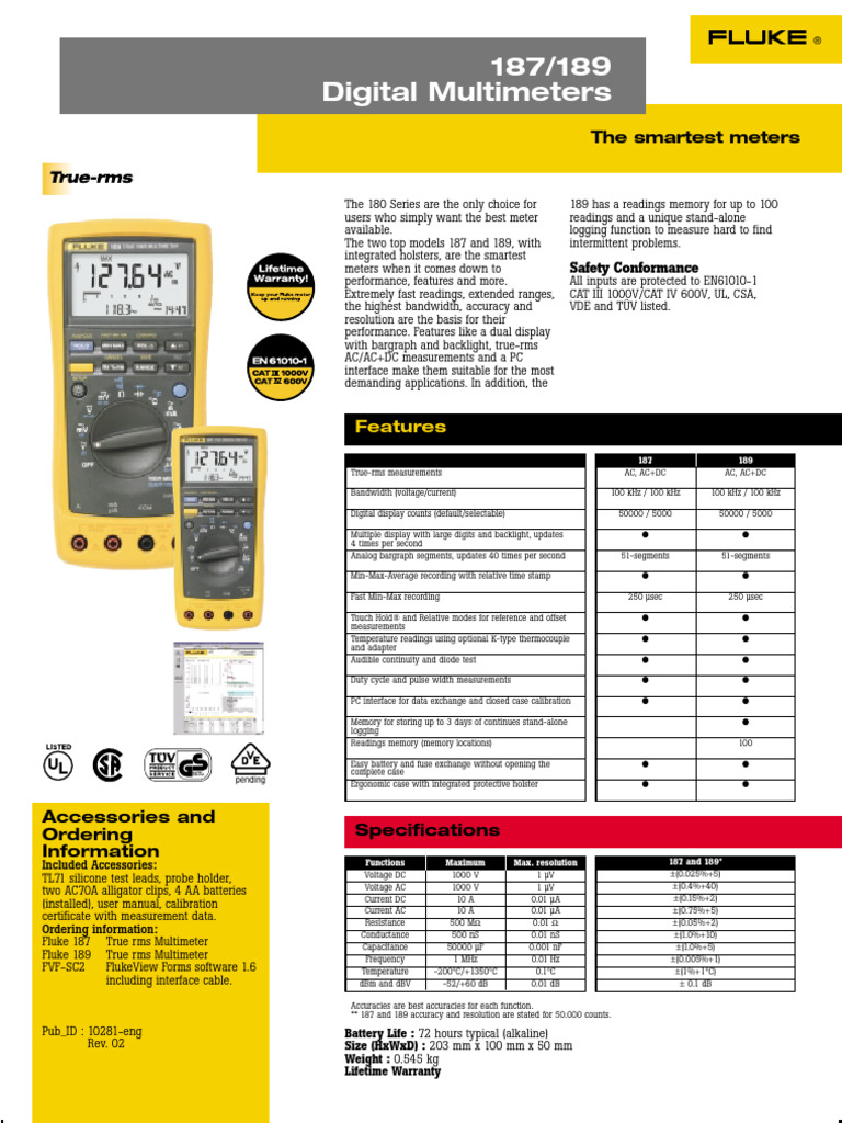 FLUKE 187 189 Comparative | PDF | Electrical Engineering | Electricity