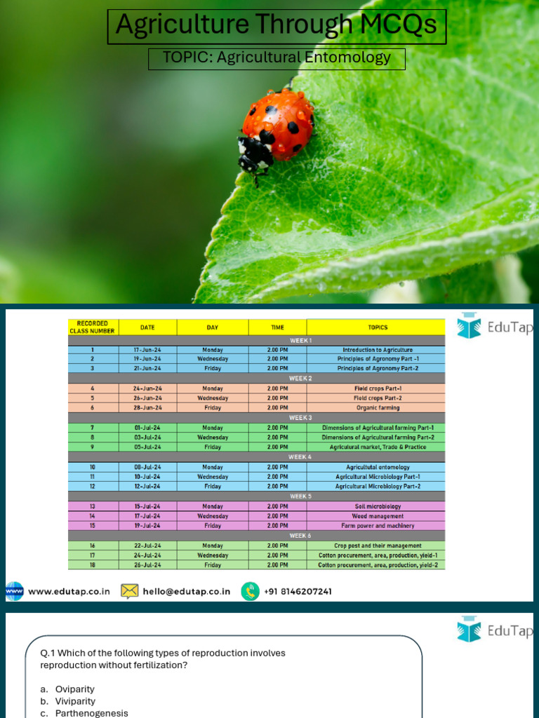 Key Concepts in Agricultural Entomology | PDF | Pesticide | Pest Control