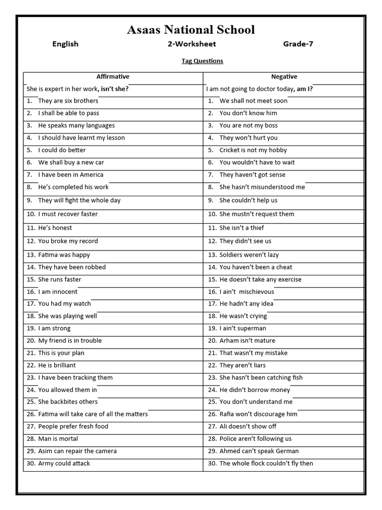 G7 Worksheet 2 | PDF