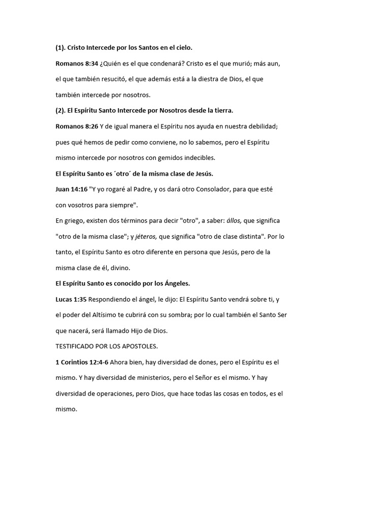 El Espiritu Santo Intercede en La Tierra Con Gemidos Indecibles | PDF