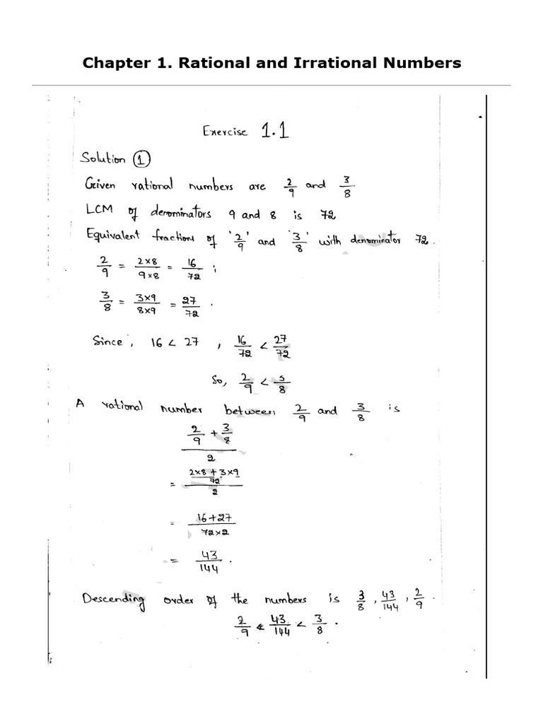 Chapter 1. Rational and Irrational Numbers | PDF