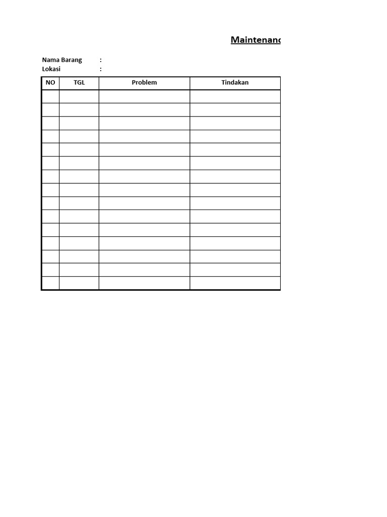 Maintenance Card | PDF