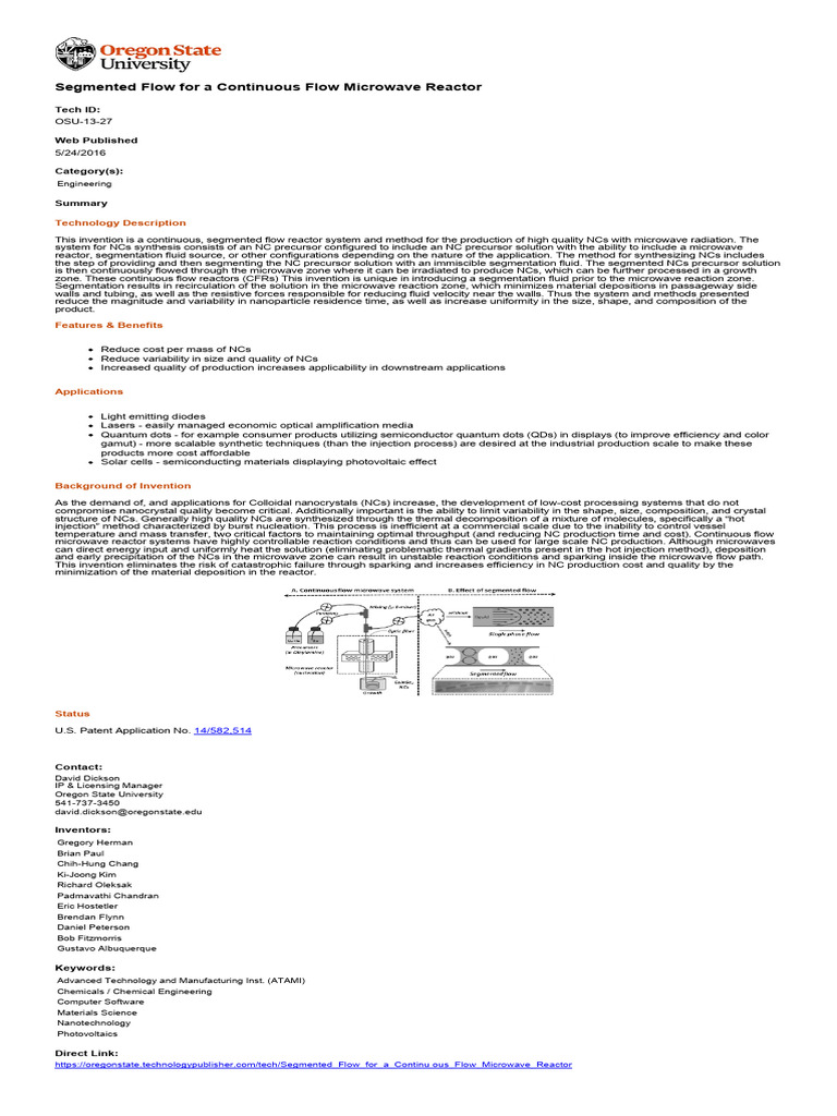 Segmented Flow in Microwave Reactors | PDF | Physical Sciences | Materials