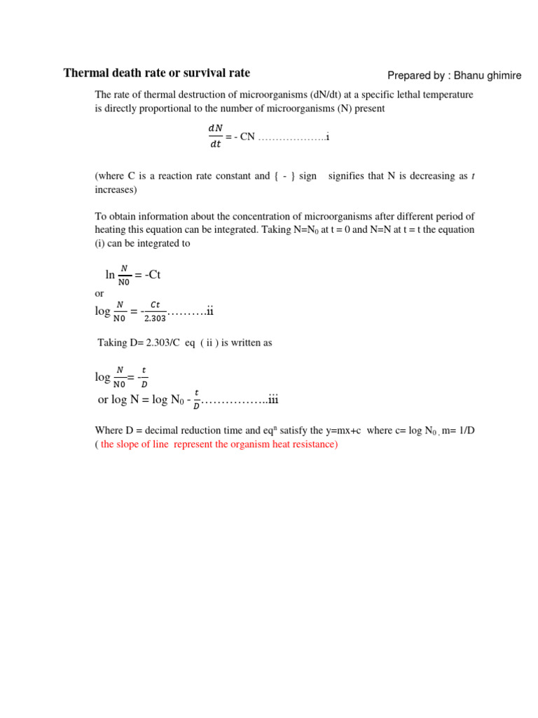 Thermal Death Rate and Microbial Inactivation | PDF | Sterilization ...