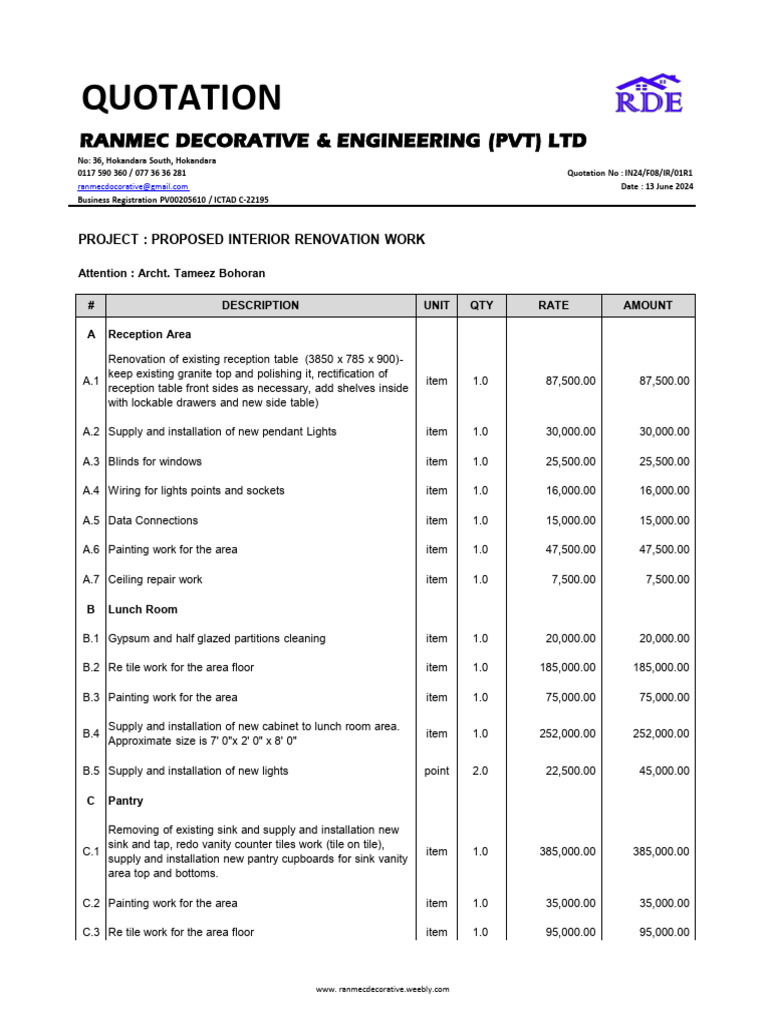 Quotation - R1 Office Area | PDF | Tile | Roof