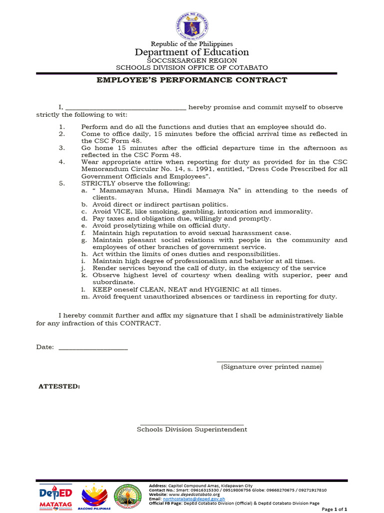 Performance Contract | PDF