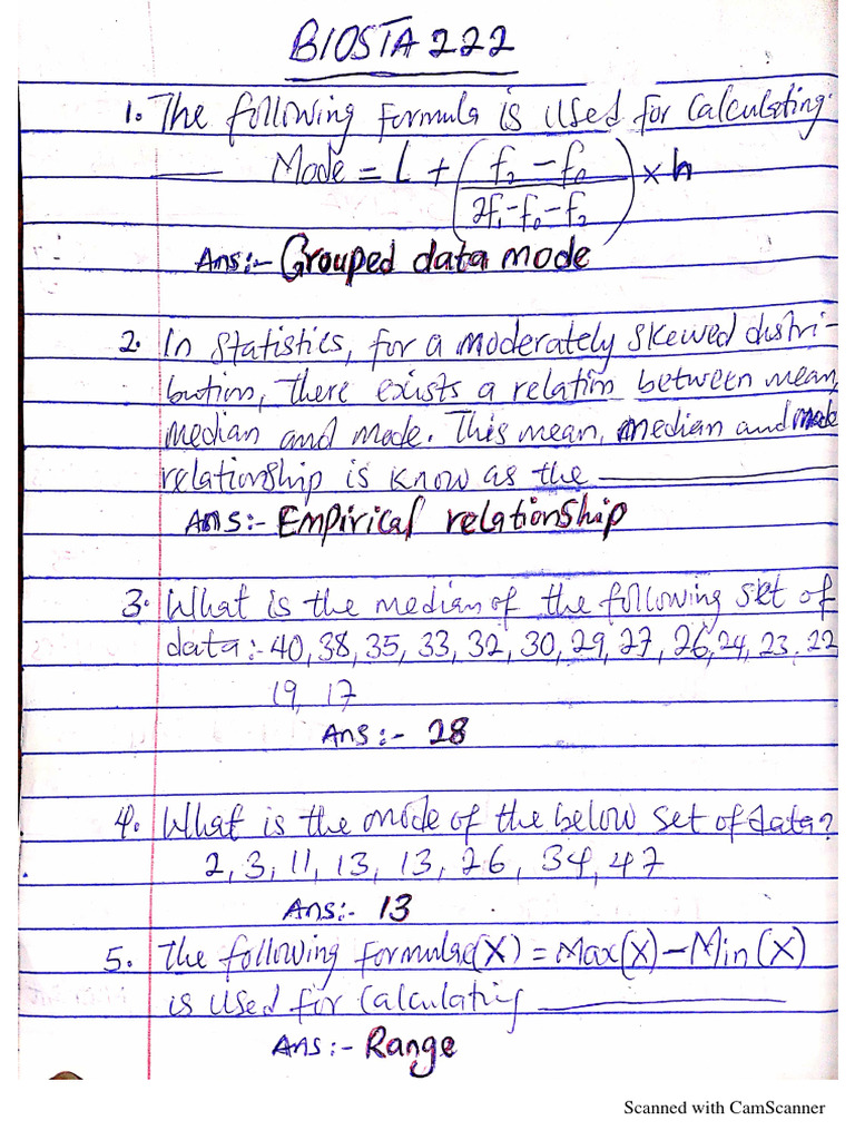 Biosta 222 Question and Answer | PDF