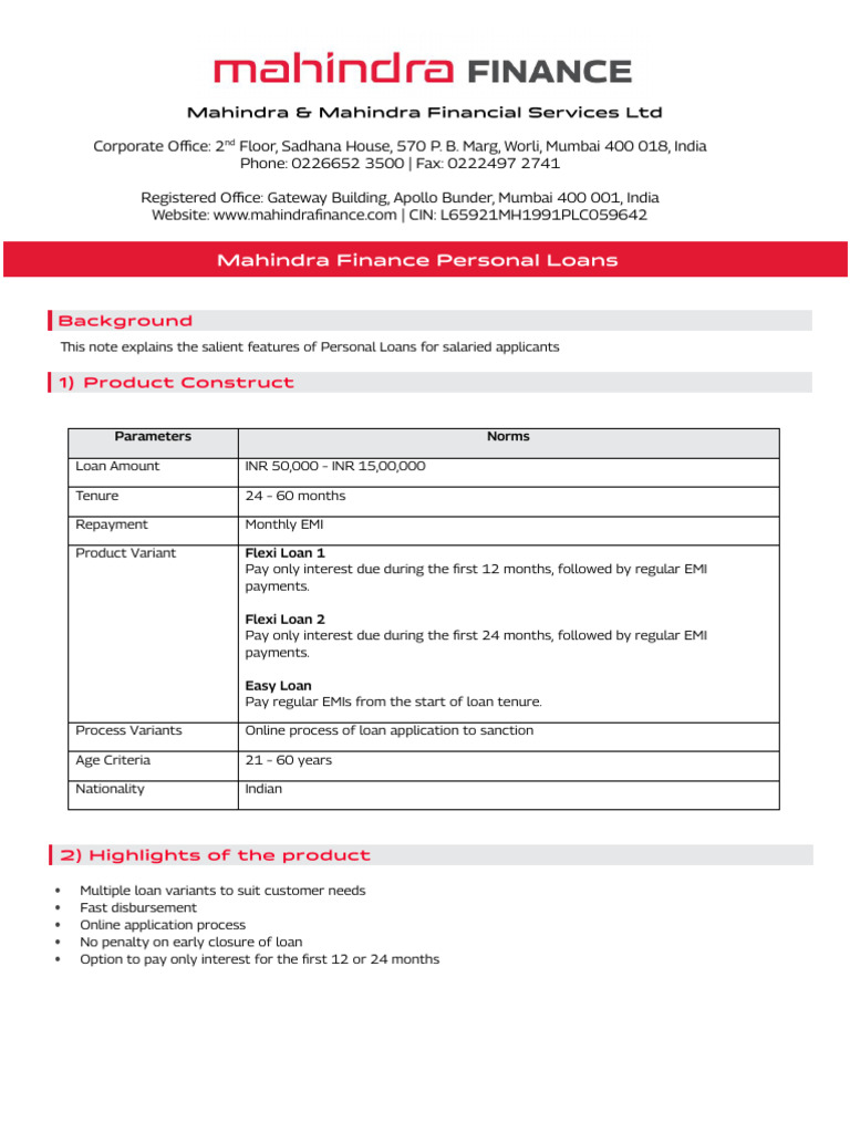 Scheme Document Personal Loan | PDF | Loans | Payments