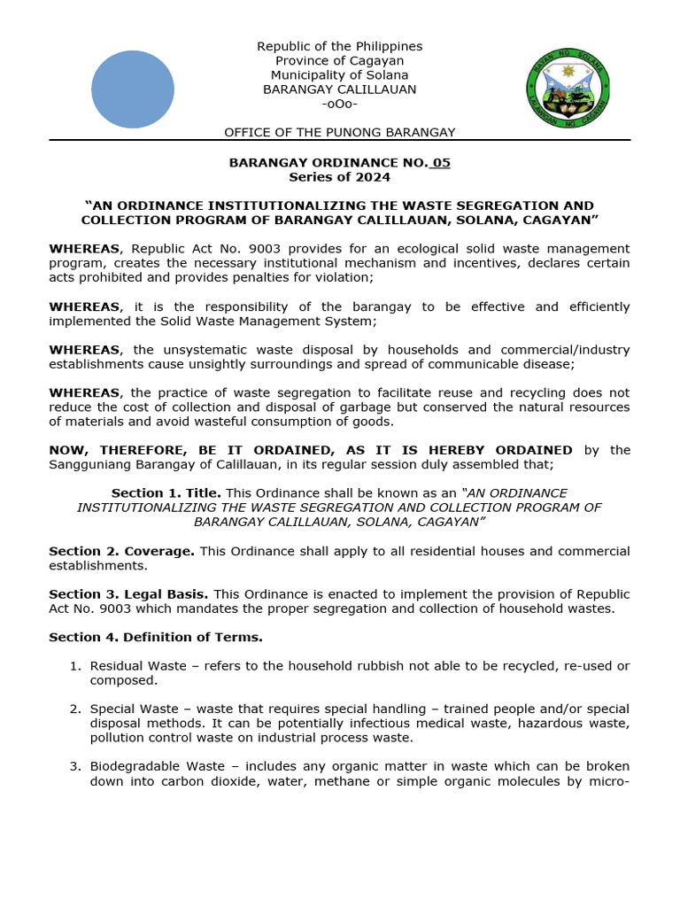 ordinance-waste-segregation-4 | PDF | Waste | Waste Management