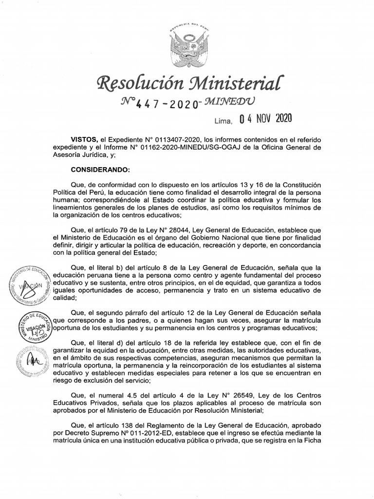 RM #447-2020-Minedu PDF | PDF