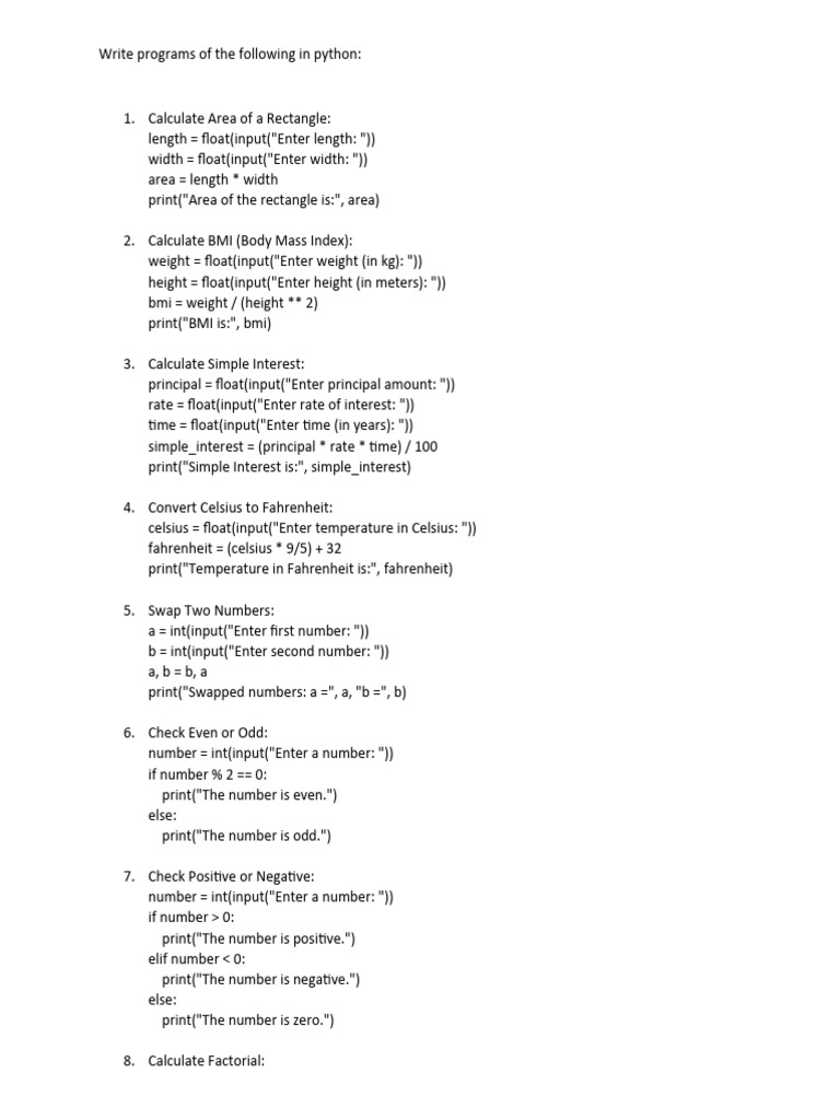 Python Programs | PDF | Body Mass Index | Fahrenheit