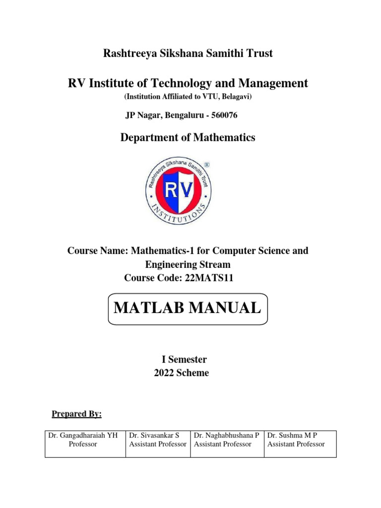 MATLAB Manual CS and IS | PDF | Matrix (Mathematics) | Trigonometric Functions