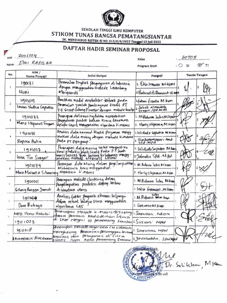 Daftar Hadir Sempro | PDF