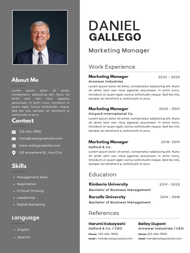 Daga Grey Simple Modern Resume | PDF | Business