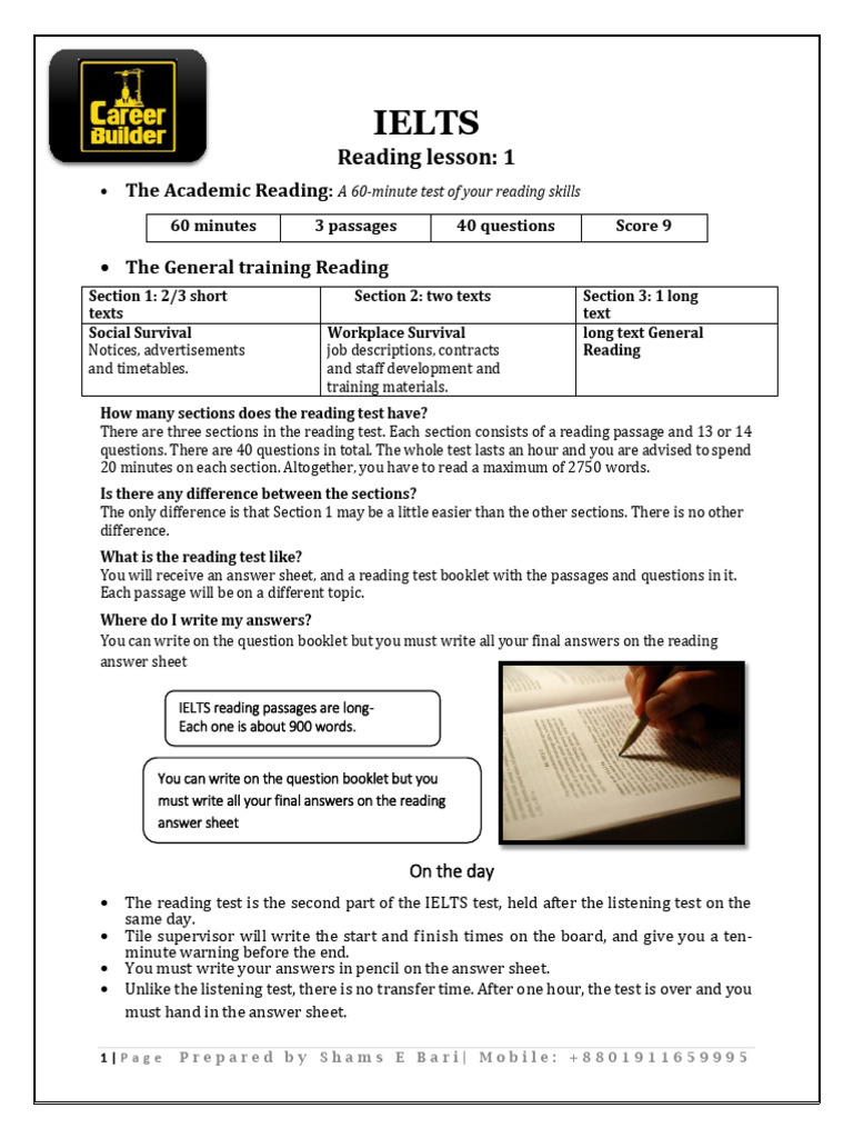 Reading Class 1 | PDF | International English Language Testing System ...