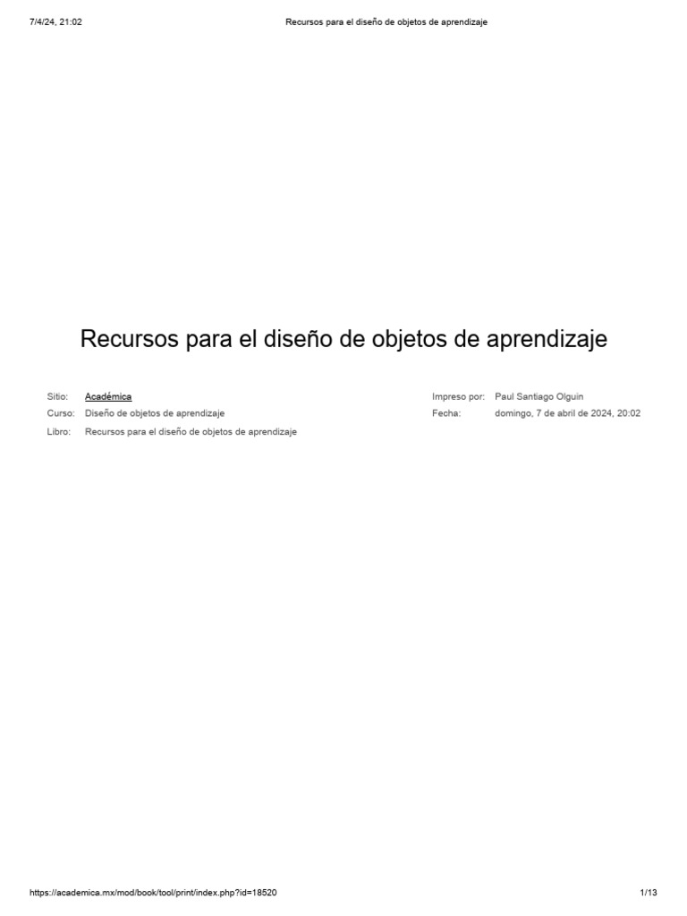 Recursos para El Diseño de Objetos de Aprendizaje | PDF | Diseño | Infografia