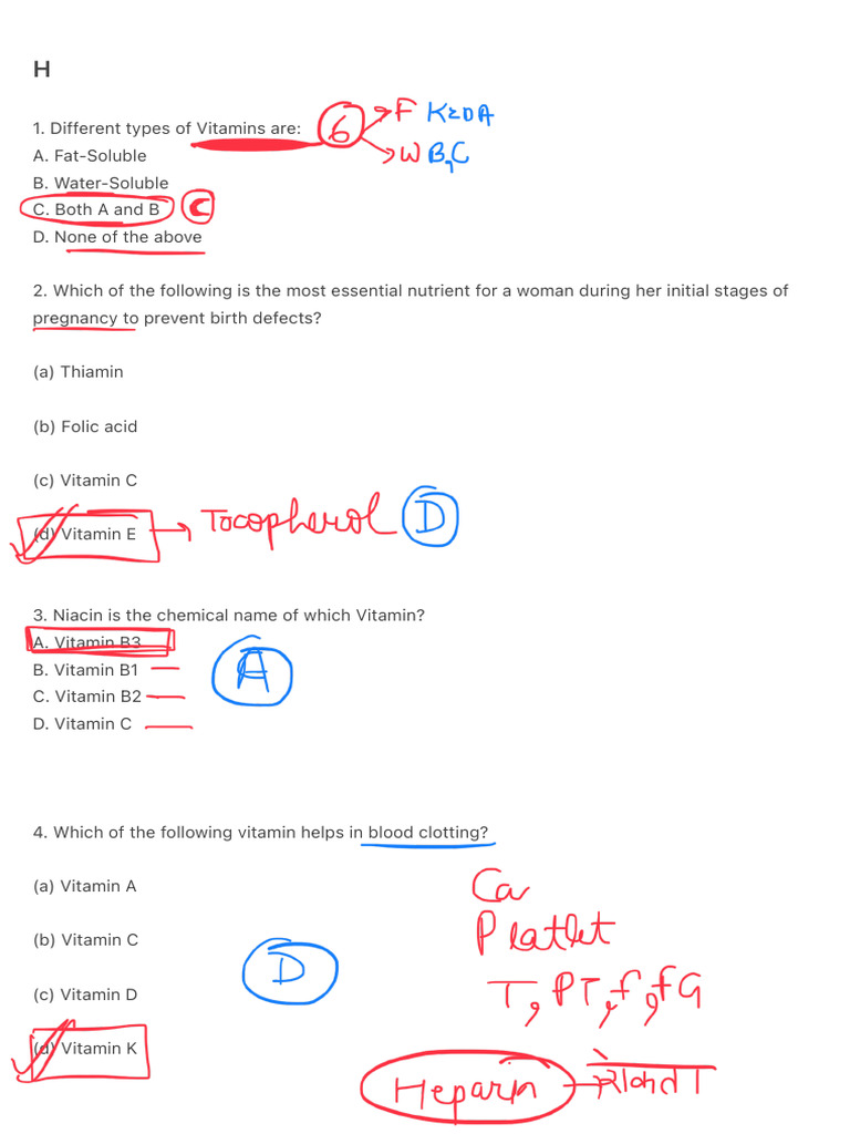 Vitamin Question | PDF