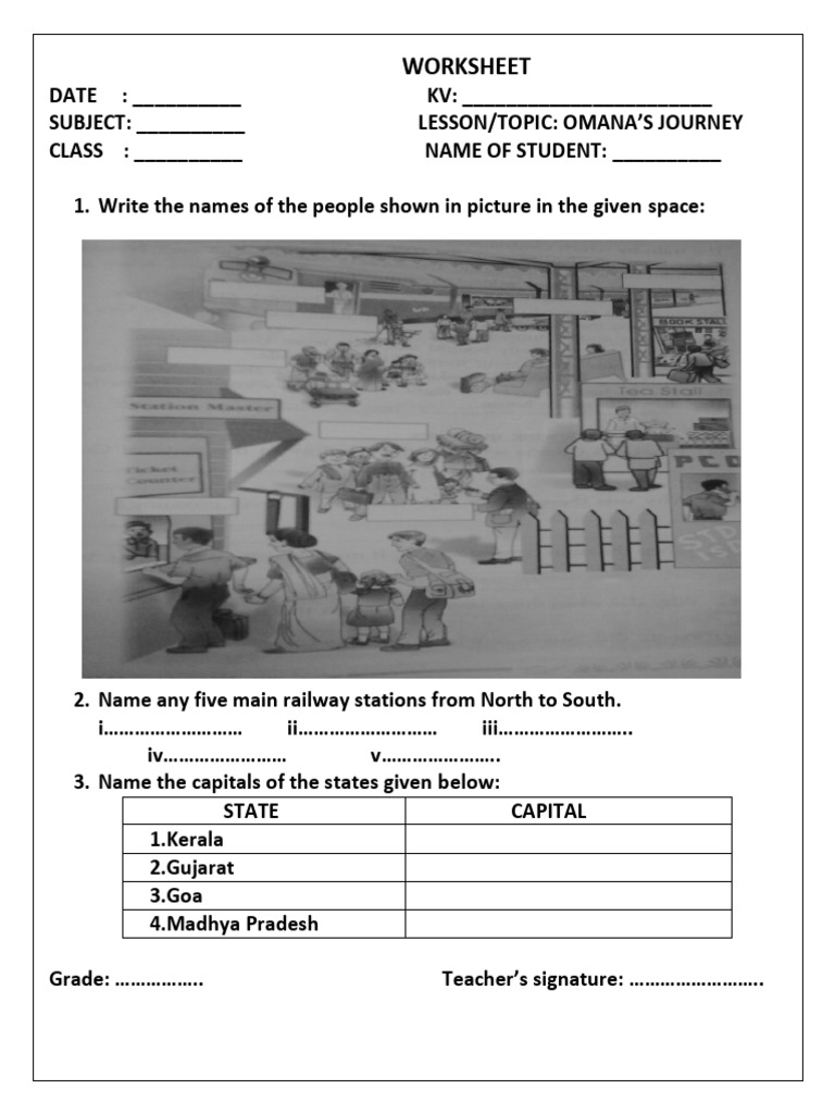 CBSE Class 4 EVS Revision Worksheet - Omana's Journey | PDF