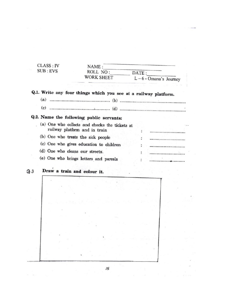 CBSE Class 4 EVS Revision Worksheet (20) - Omanas Journey | PDF