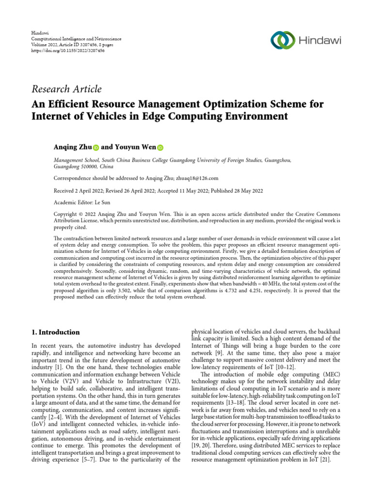 An Efficient Resource Management Optimization Scheme | PDF | Signal To Noise Ratio | Internet Of ...