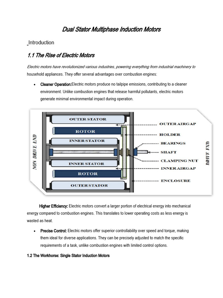 Dual Stator Multiphase Induction Motors-Report | PDF | Electric Motor | Electromagnetic Induction