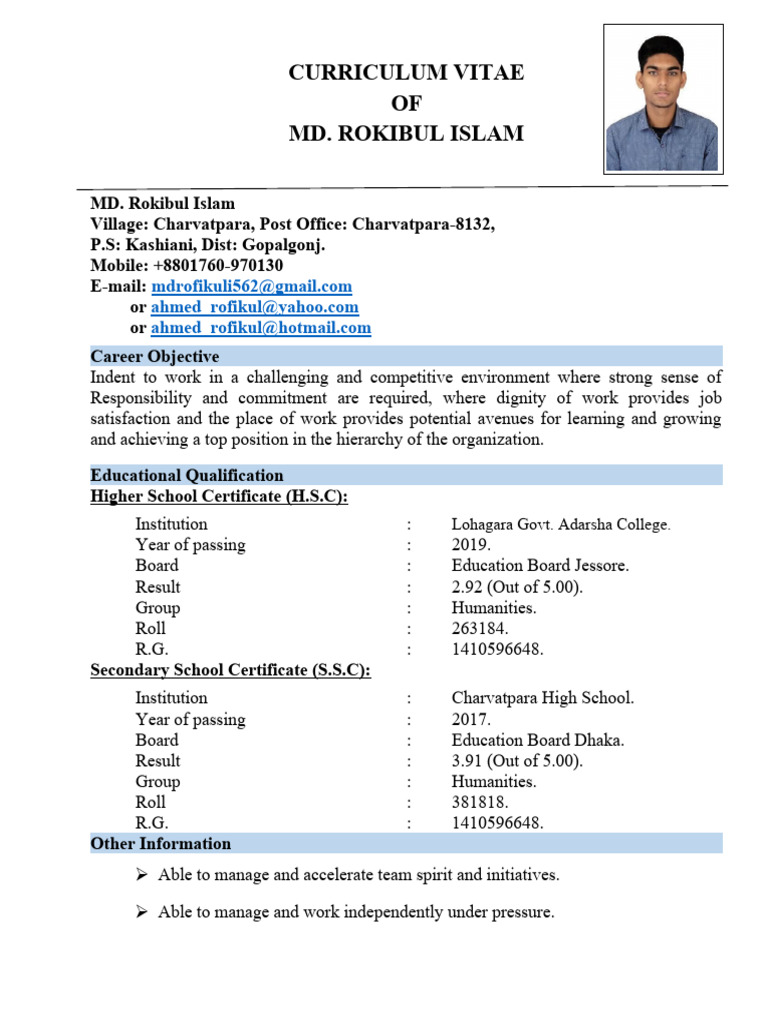 CV of Rofikul Islam | PDF