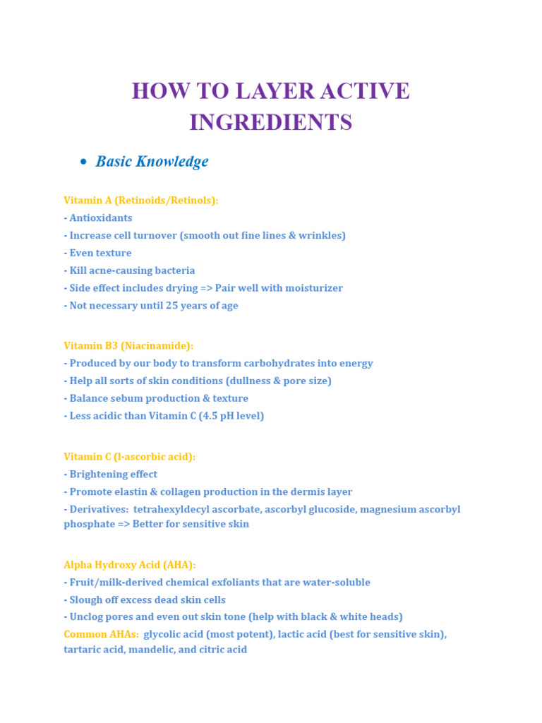 How To Layer Active Ingredients | PDF | Vitamin C | Skin Care