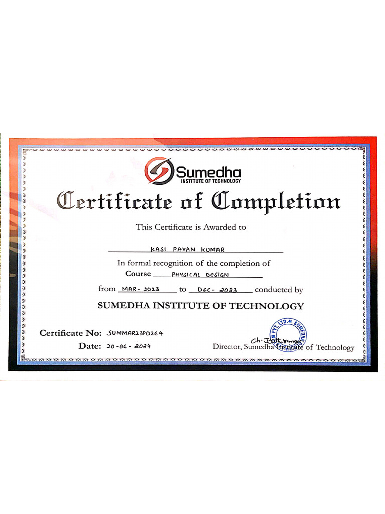 Pavan Training Certificate | PDF