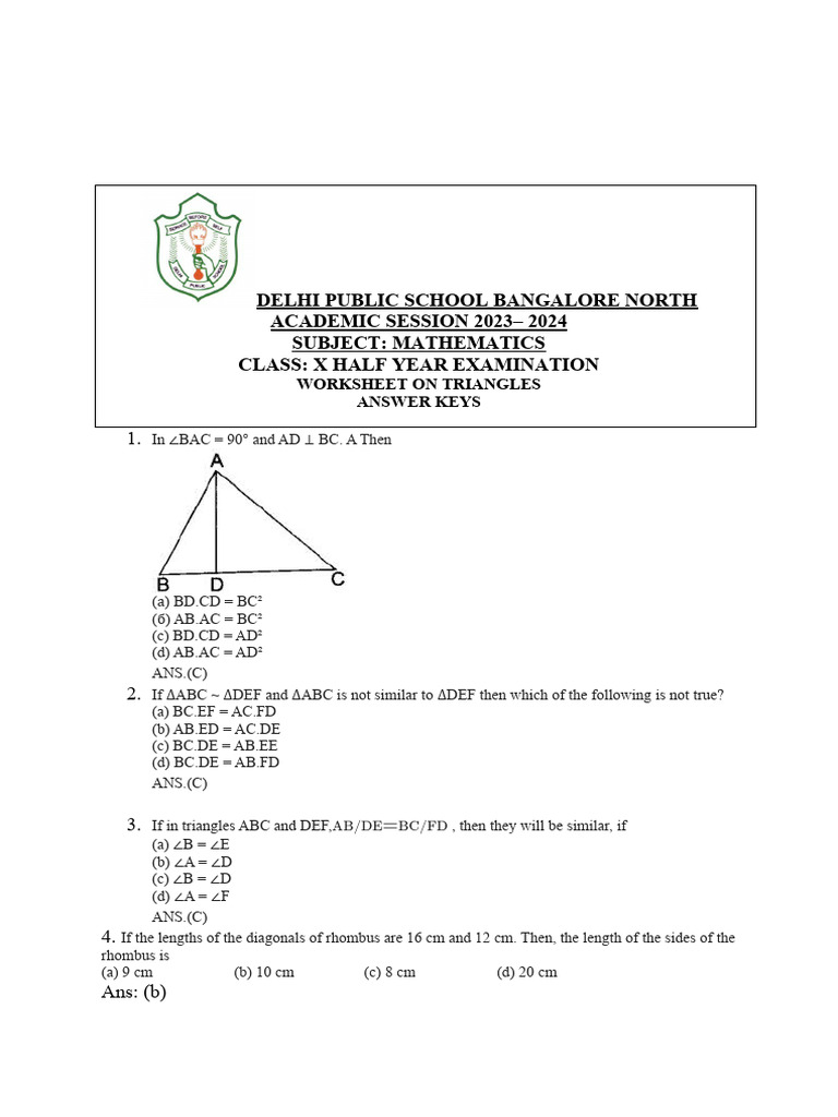 Triangles HYE Rev WS AK | PDF | Triangle | Euclidean Plane Geometry