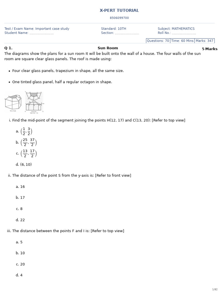 Important Case Study | PDF | Quadratic Equation | Area