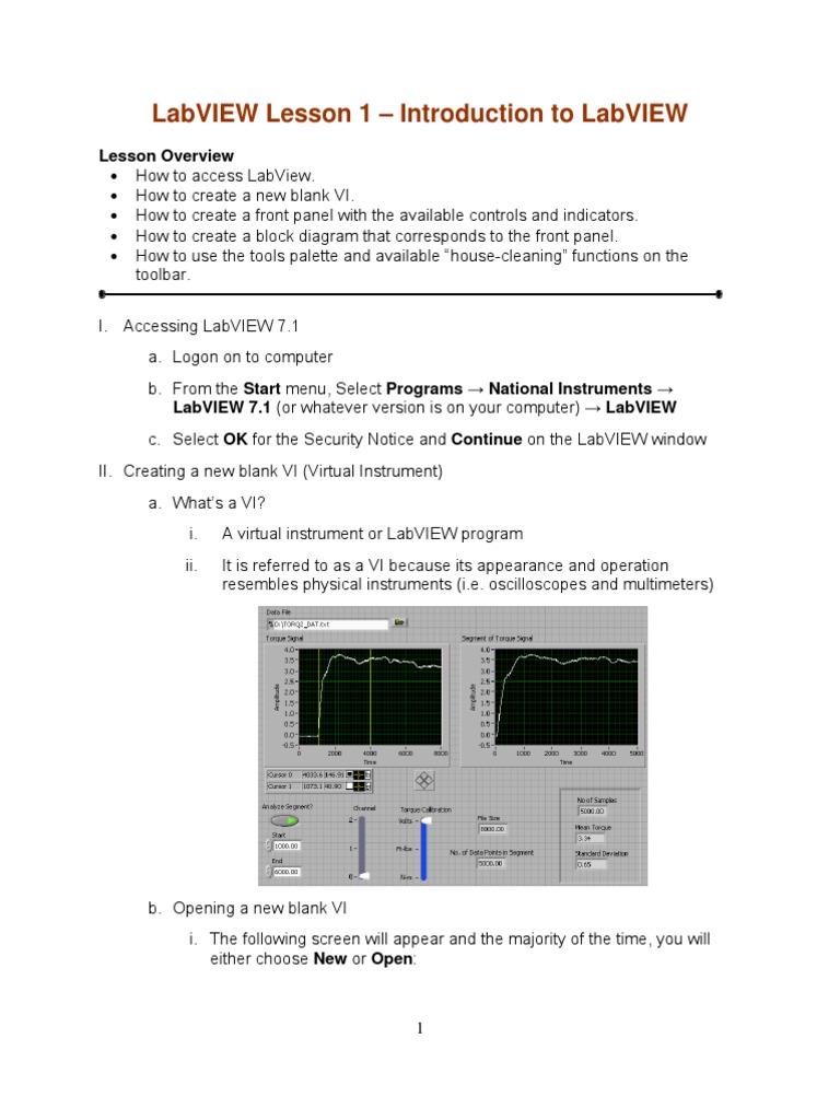 Labview Lesson 1 - Introduction To Labview | PDF