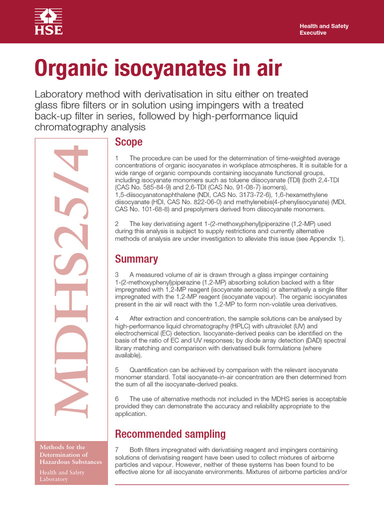 Workplace Isocyanate Monitoring Guide | PDF | High Performance Liquid ...