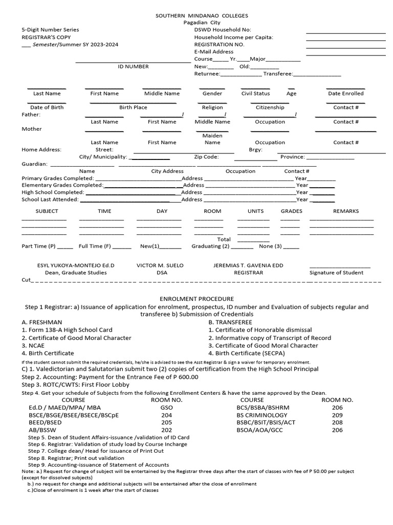 SMC Enrollment Form | PDF | Government And Personhood