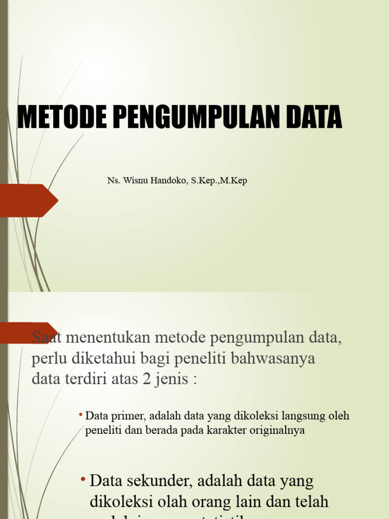 Metode Pengumpulan Data | PDF | Karier & Perkembangan | Sains & Matematika