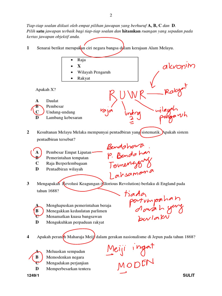 K1 Soalan Sej (Trial Perlis) | PDF