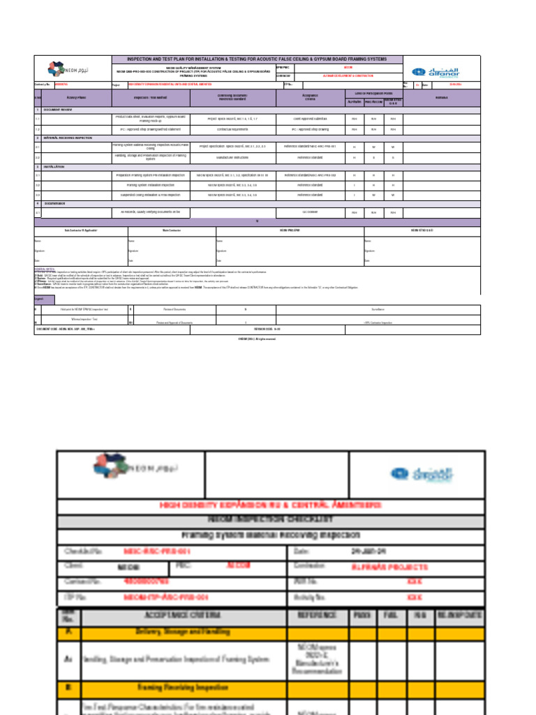 Acoustic Ceiling Inspection Checklist | PDF | Framing (Construction ...