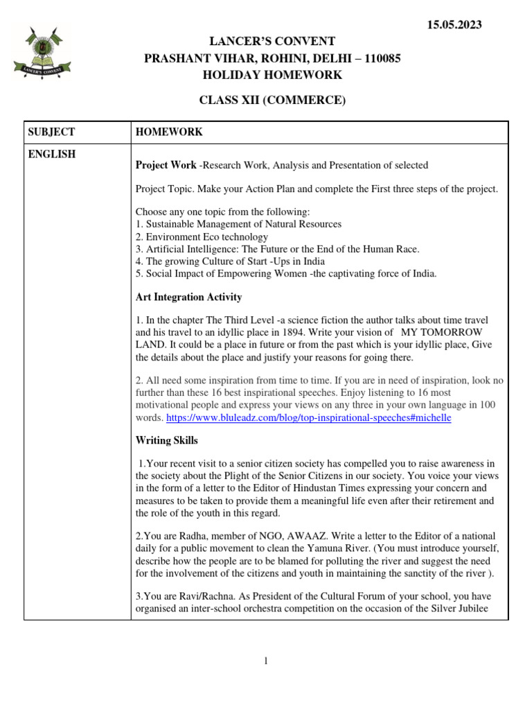Holiday Homework Xii 2023-24, Commerce | PDF | Measures Of National Income And Output | Gross ...
