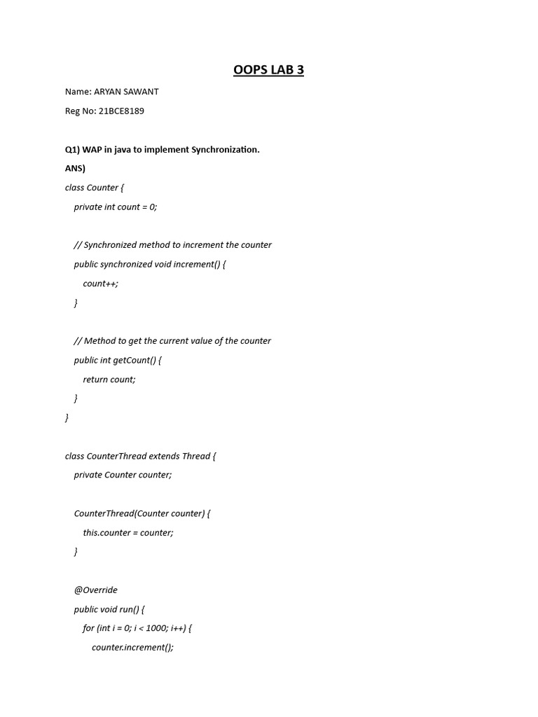 21bce8189 - Oops Lab 3 | PDF