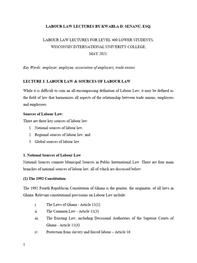 LABOUR LAW NOTES | Download Free PDF | Employment | Overtime