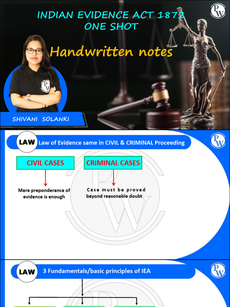 Handwritten Notes of IEA - PDF Only | PDF | Evidence (Law) | Confession ...