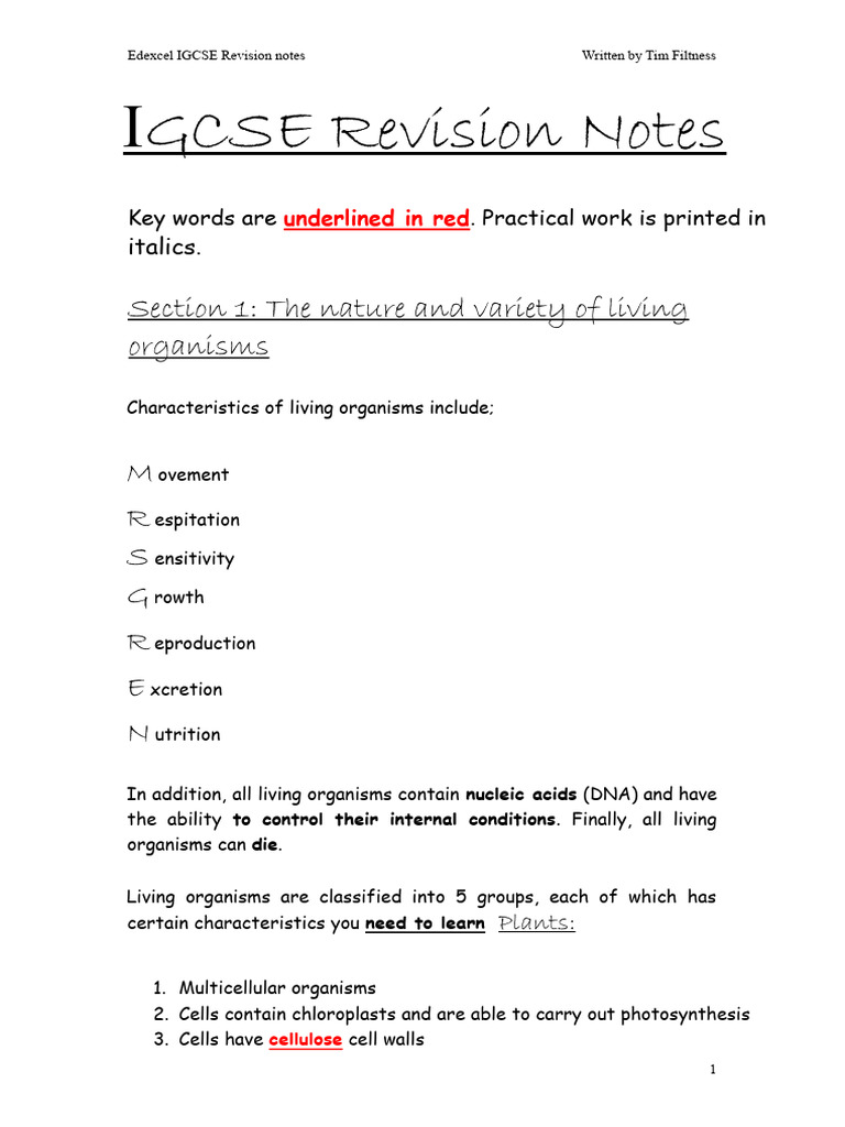 Biology Revision Note | PDF | Digestion | Heart