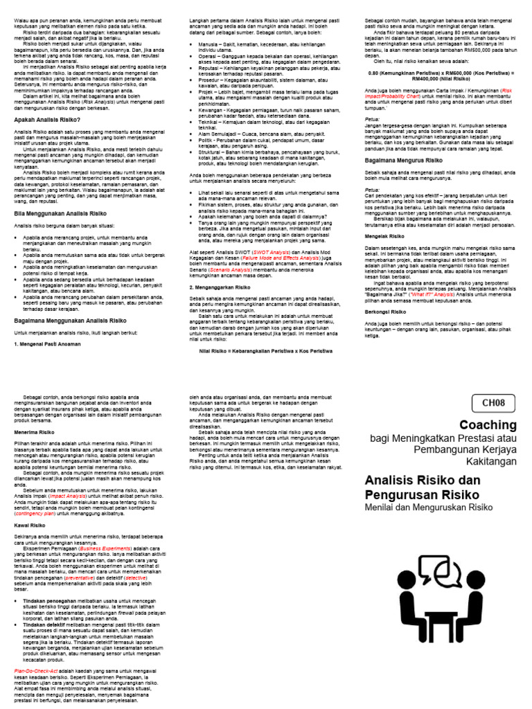 CH08 Analisis Risiko dan Pengurusan Risiko _ Menilai dan Menguruskan Risiko | PDF
