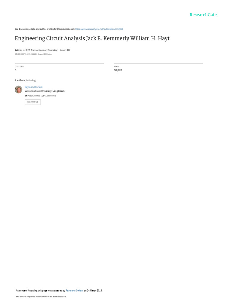 Engineering Circuit Analysis Jack E Kemmerly Willi | PDF | Network Analysis (Electrical Circuits ...