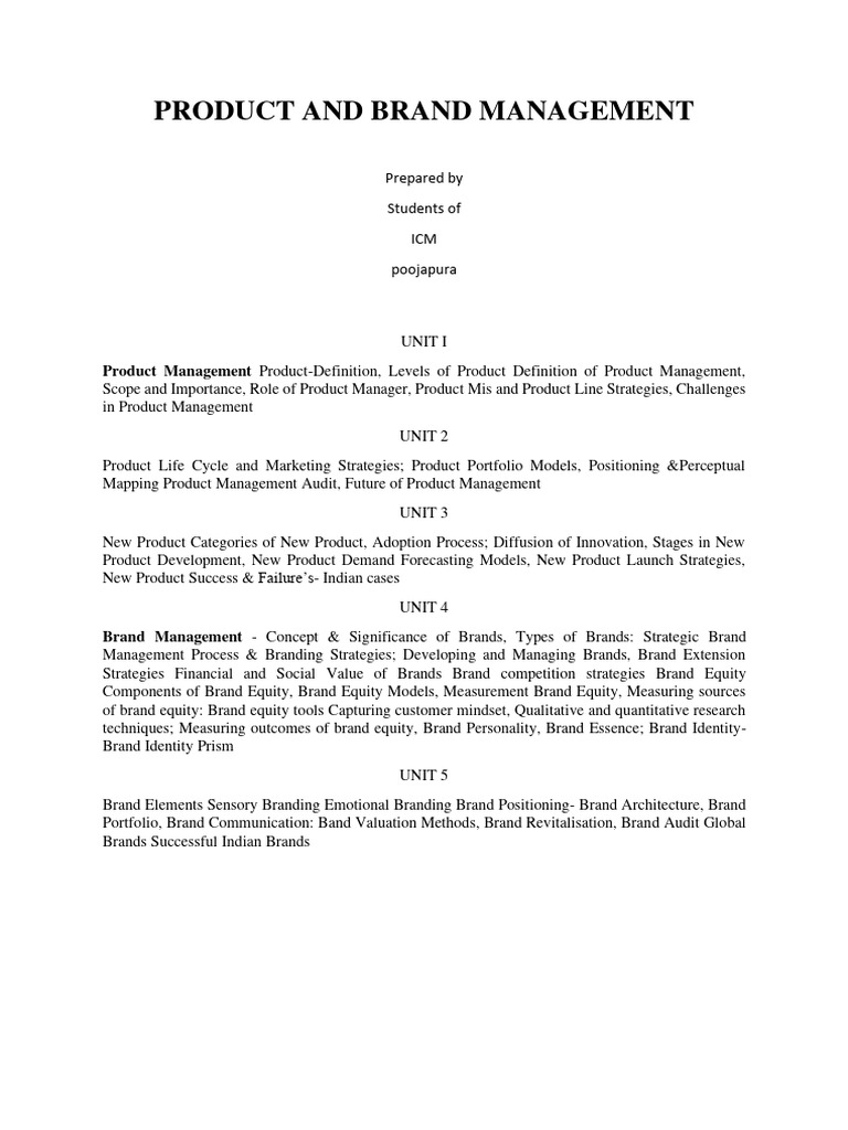 Product and Brand Management | PDF | Brand | Marketing
