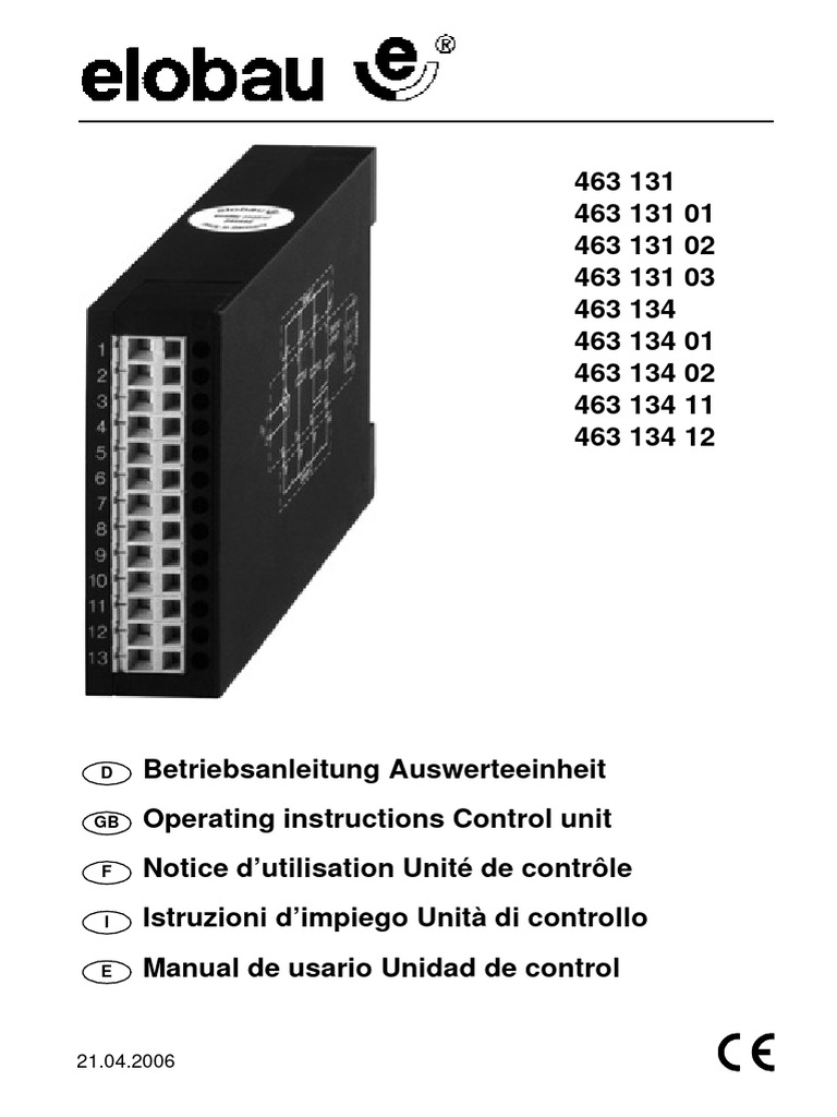 Elobau 463-131 User Manual | PDF | Fuse (Electrical) | Electric Power